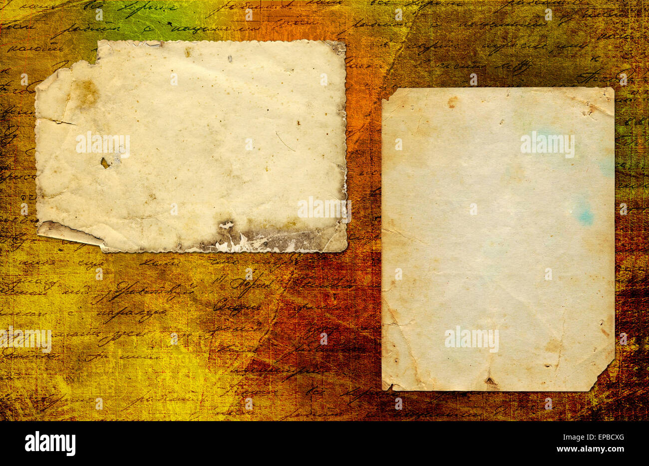 Grunge abstract paper background with old photo and handwrite text for ...