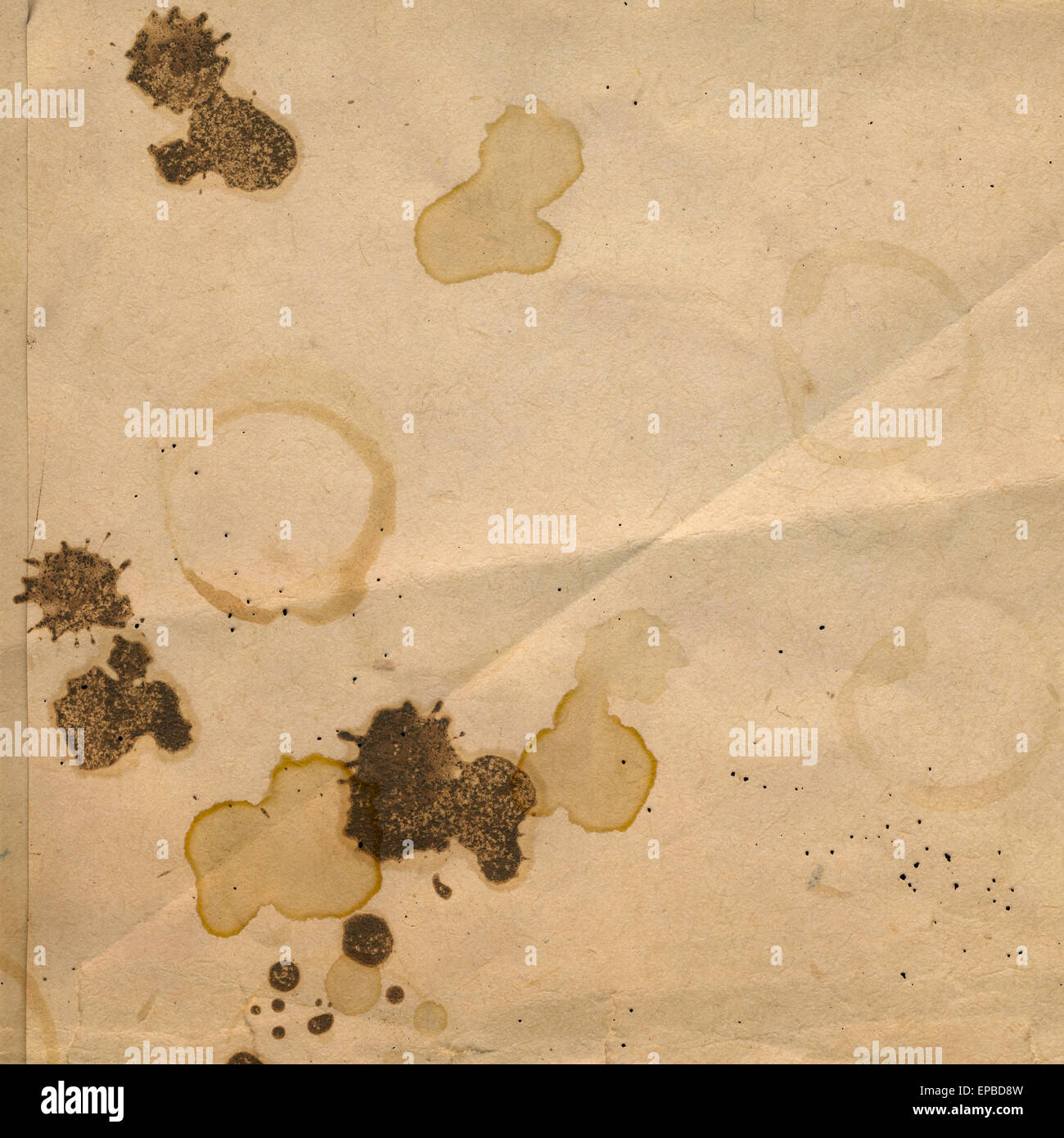 Old crumpled paper with stains of coffee or tea Stock Photo - Alamy