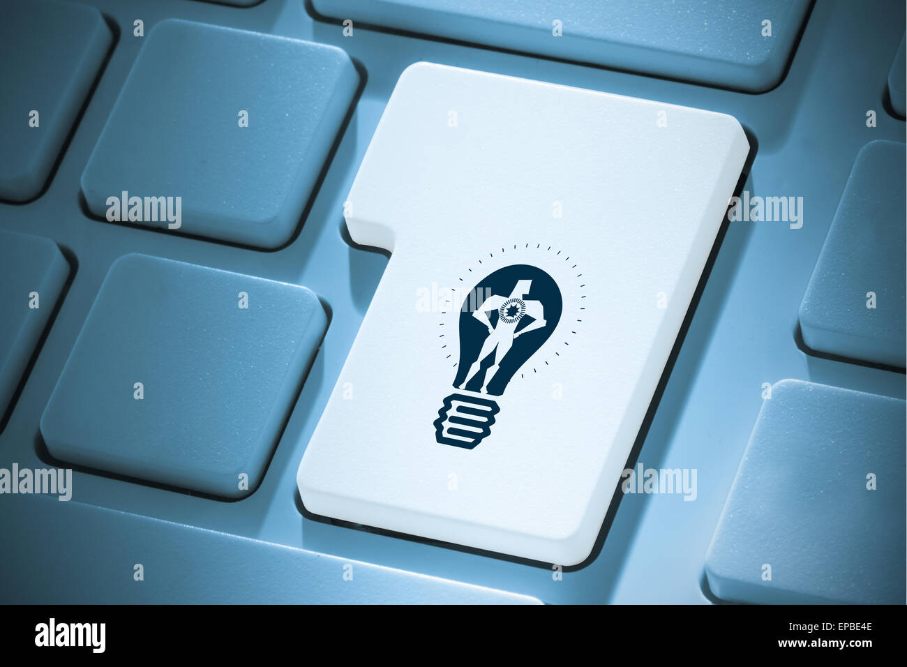 Composite image of idea and innovation graphic on enter key Stock Photo ...