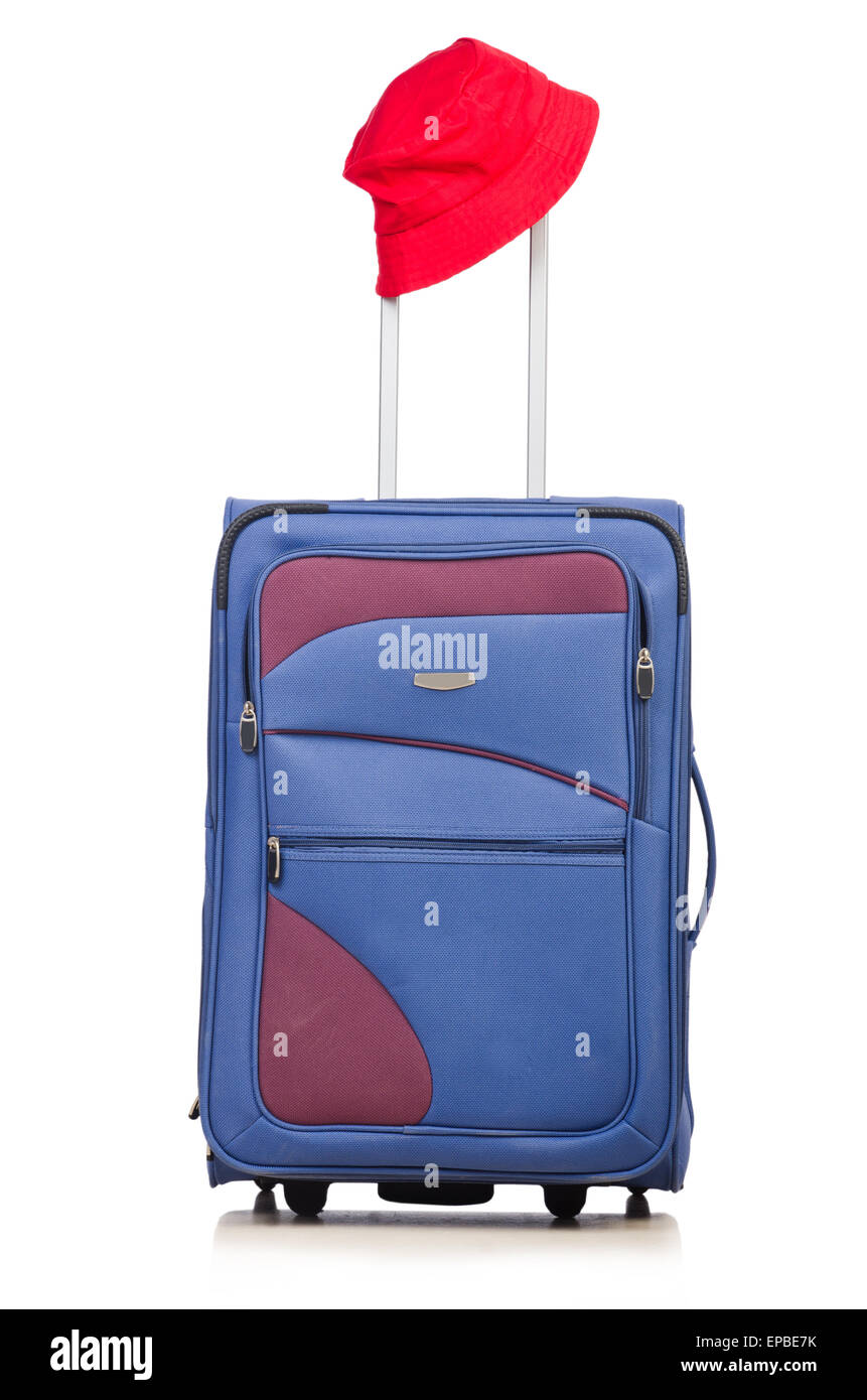 Blue suitcase isolated on the white Stock Photo - Alamy