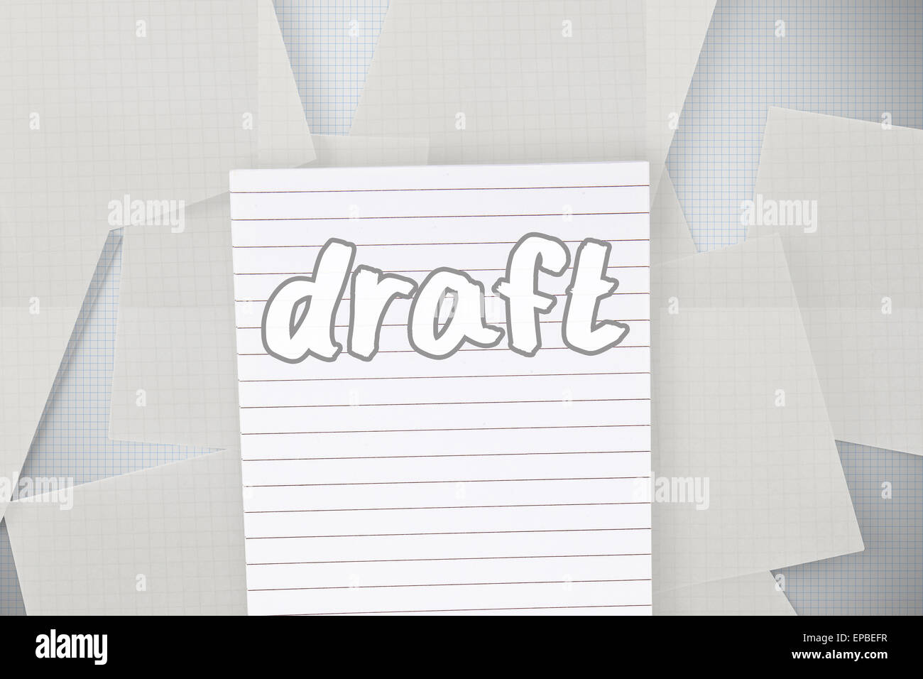 Draft against white paper strewn over grid Stock Photo - Alamy