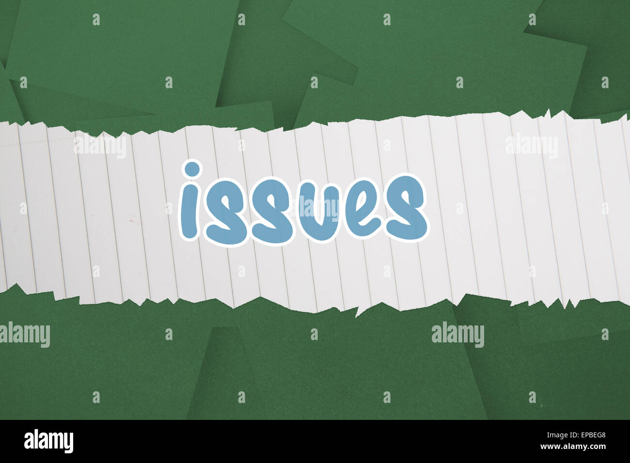 Issues against digitally generated green paper strewn Stock Photo - Alamy