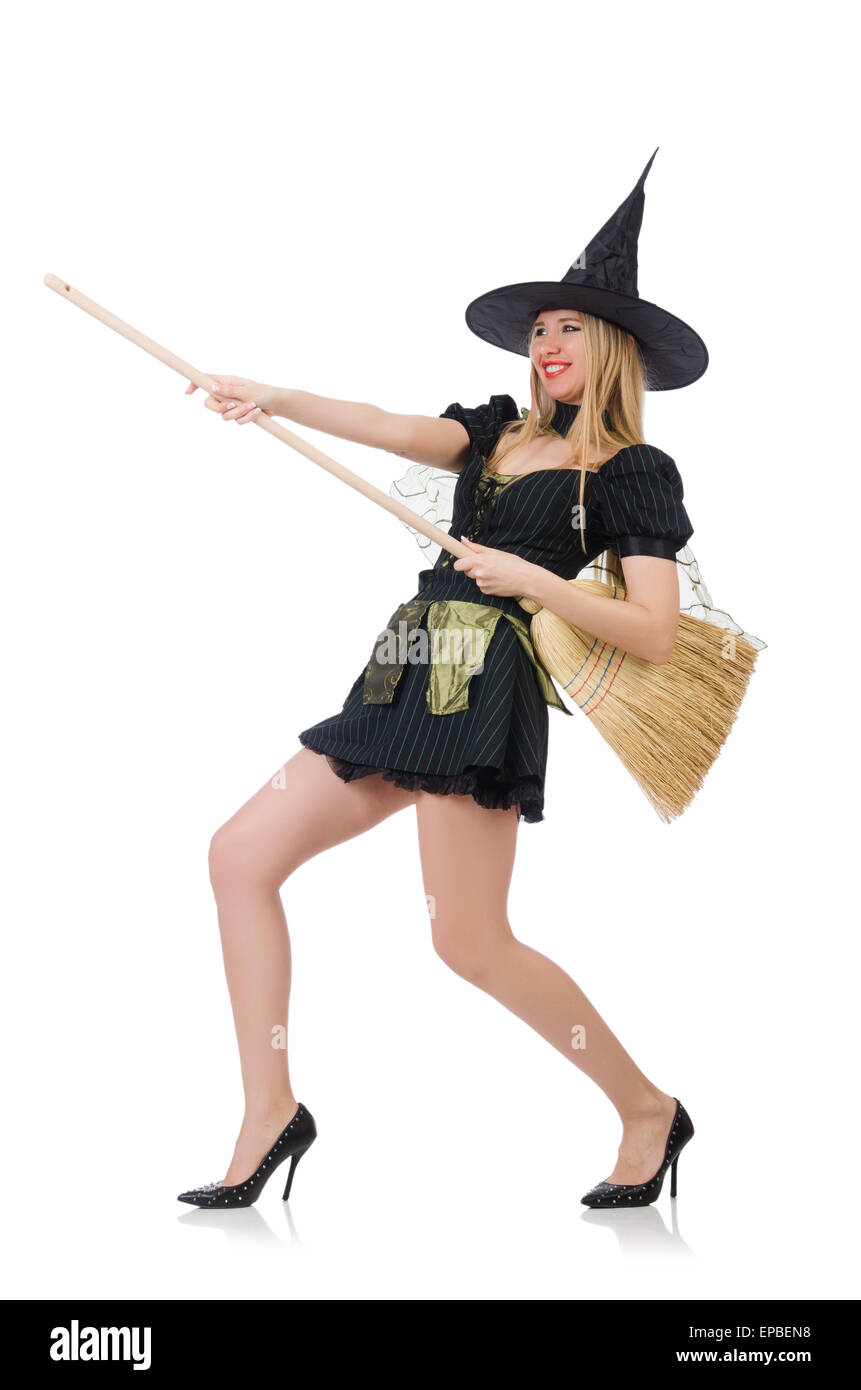 Witch isolated on the white background Stock Photo - Alamy