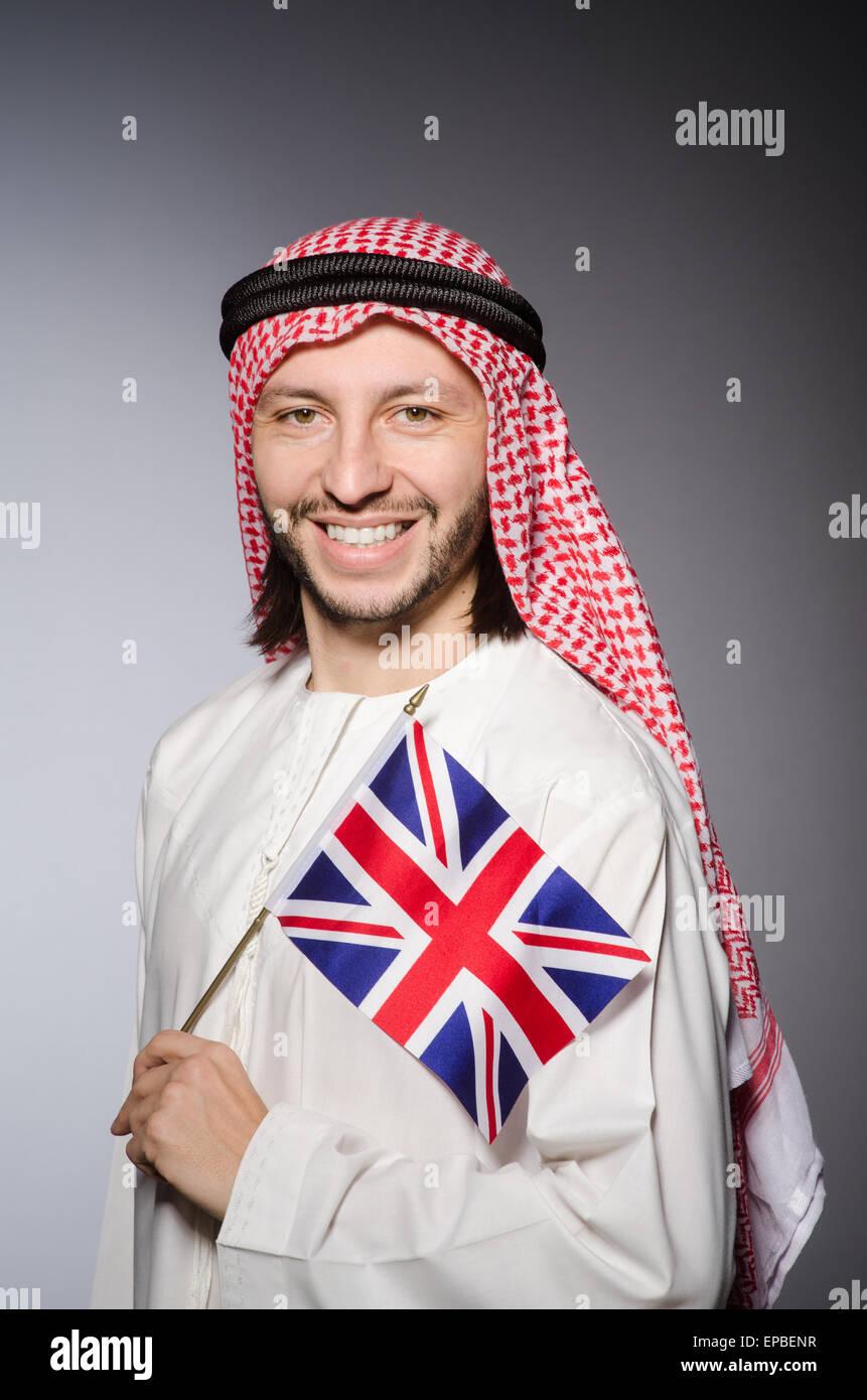 Arab man with united kingdom flag Stock Photo - Alamy