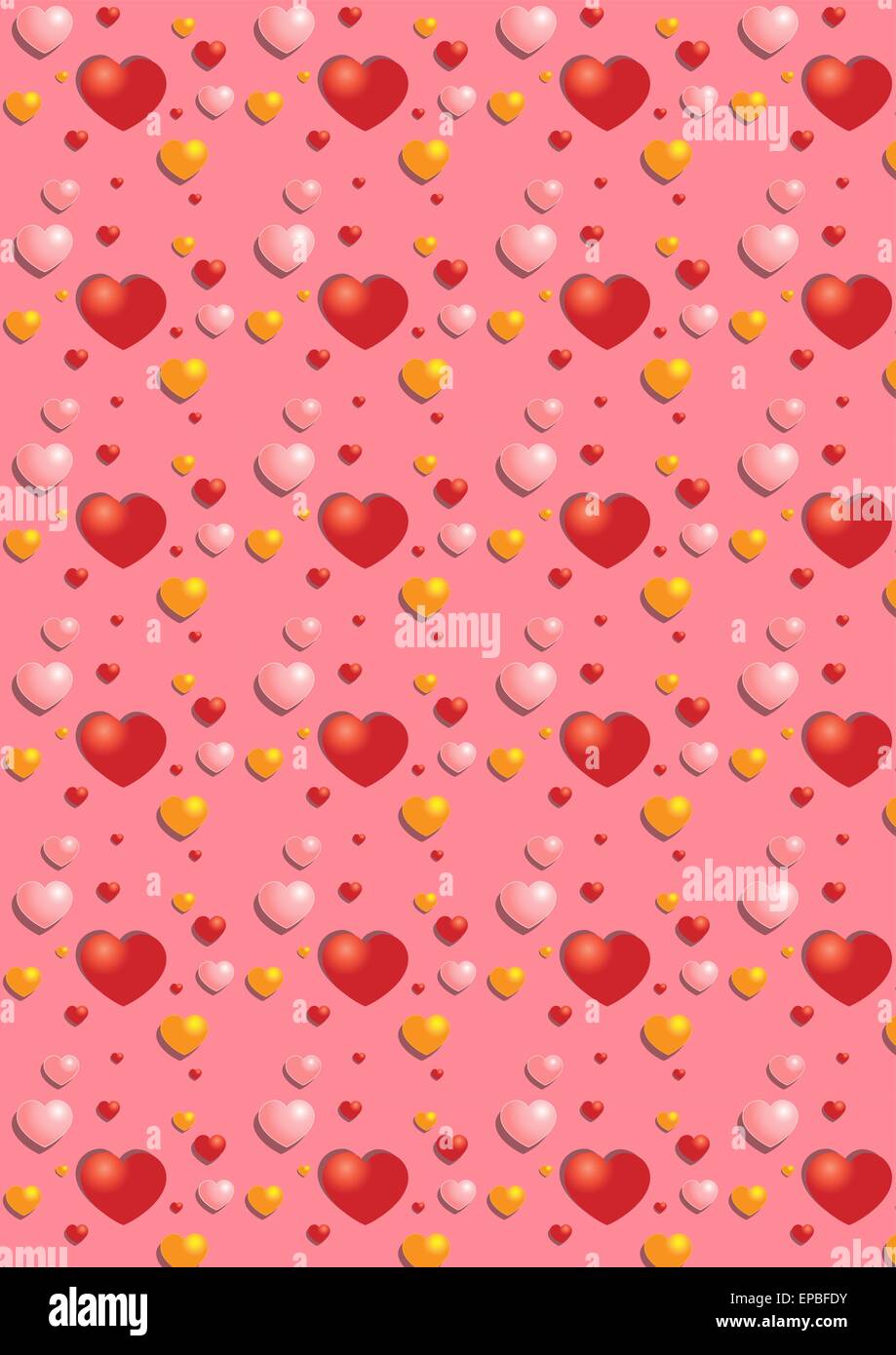 Gentle red hearts on the pink seamless background Stock Vector Image ...