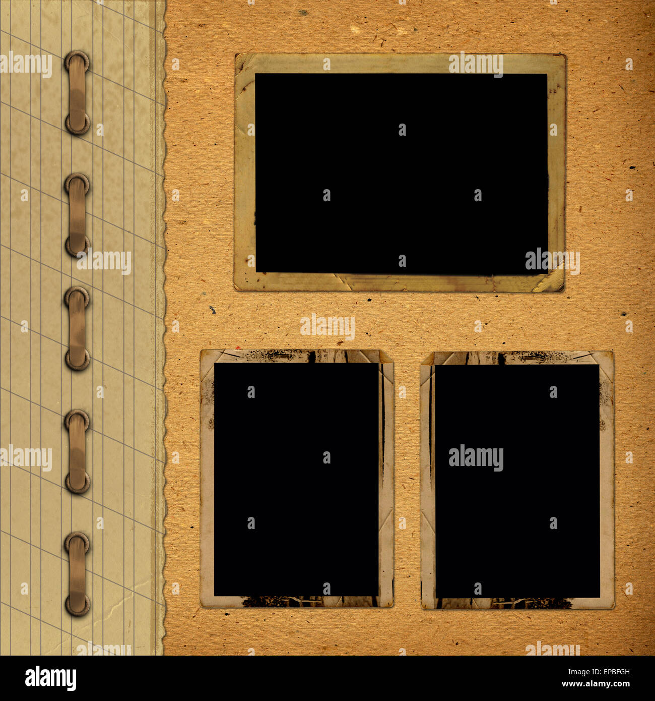 Old vintage album with paper frames for photos Stock Photo - Alamy