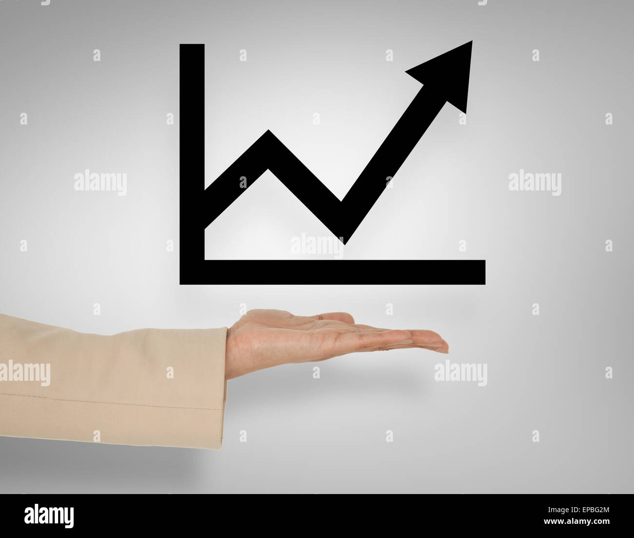Composite image of female hand presenting graph Stock Photo - Alamy