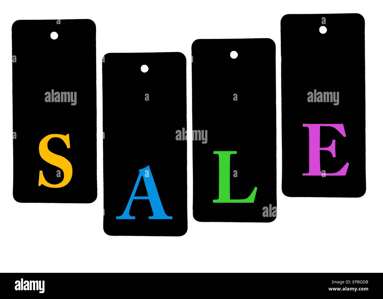 Word SALE formed of price tags isolated on white background with copy ...
