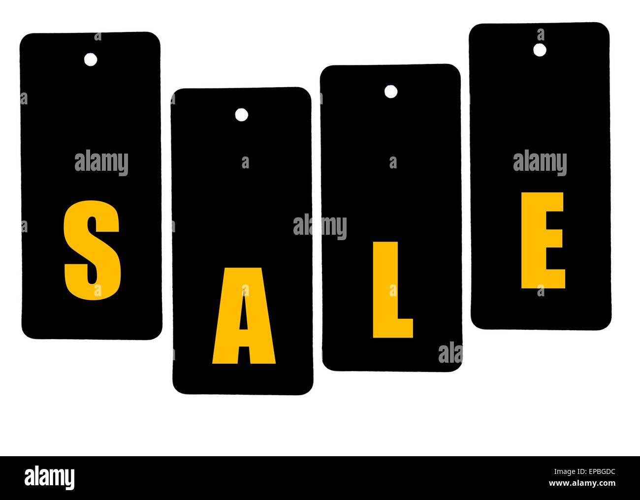 Word SALE formed of price tags isolated on white background with copy ...