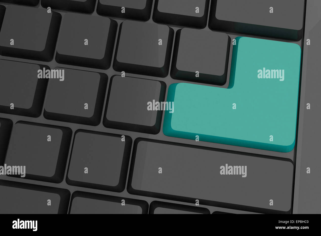 Digitally generated black keyboard with blue key Stock Photo - Alamy