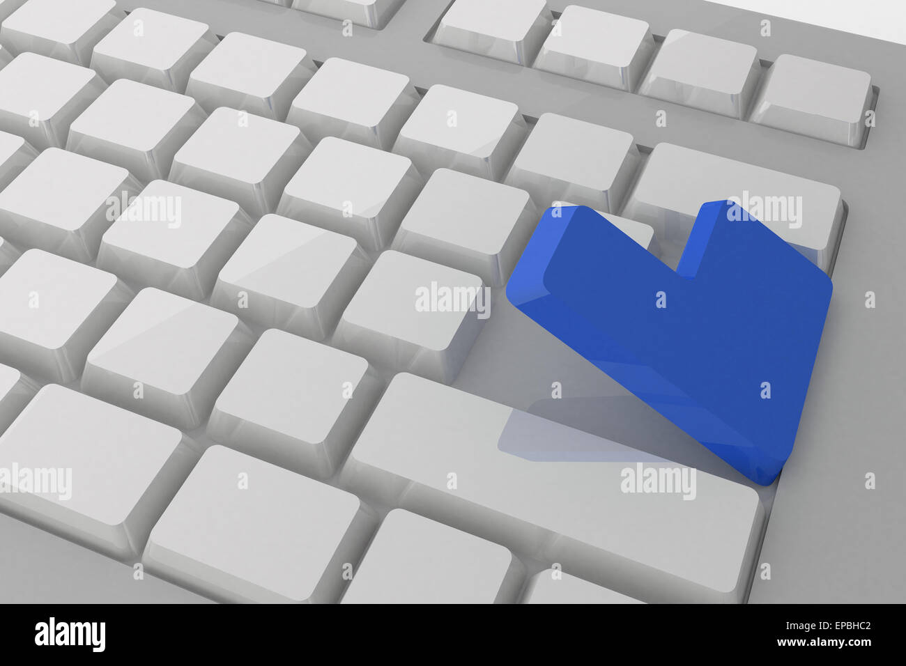 White keyboard with blue key Stock Photo - Alamy