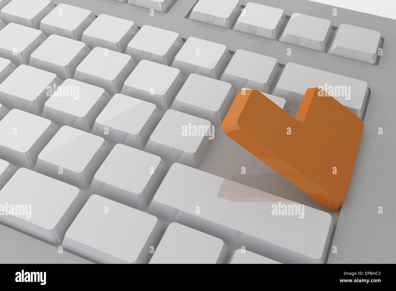White keyboard with orange key Stock Photo - Alamy