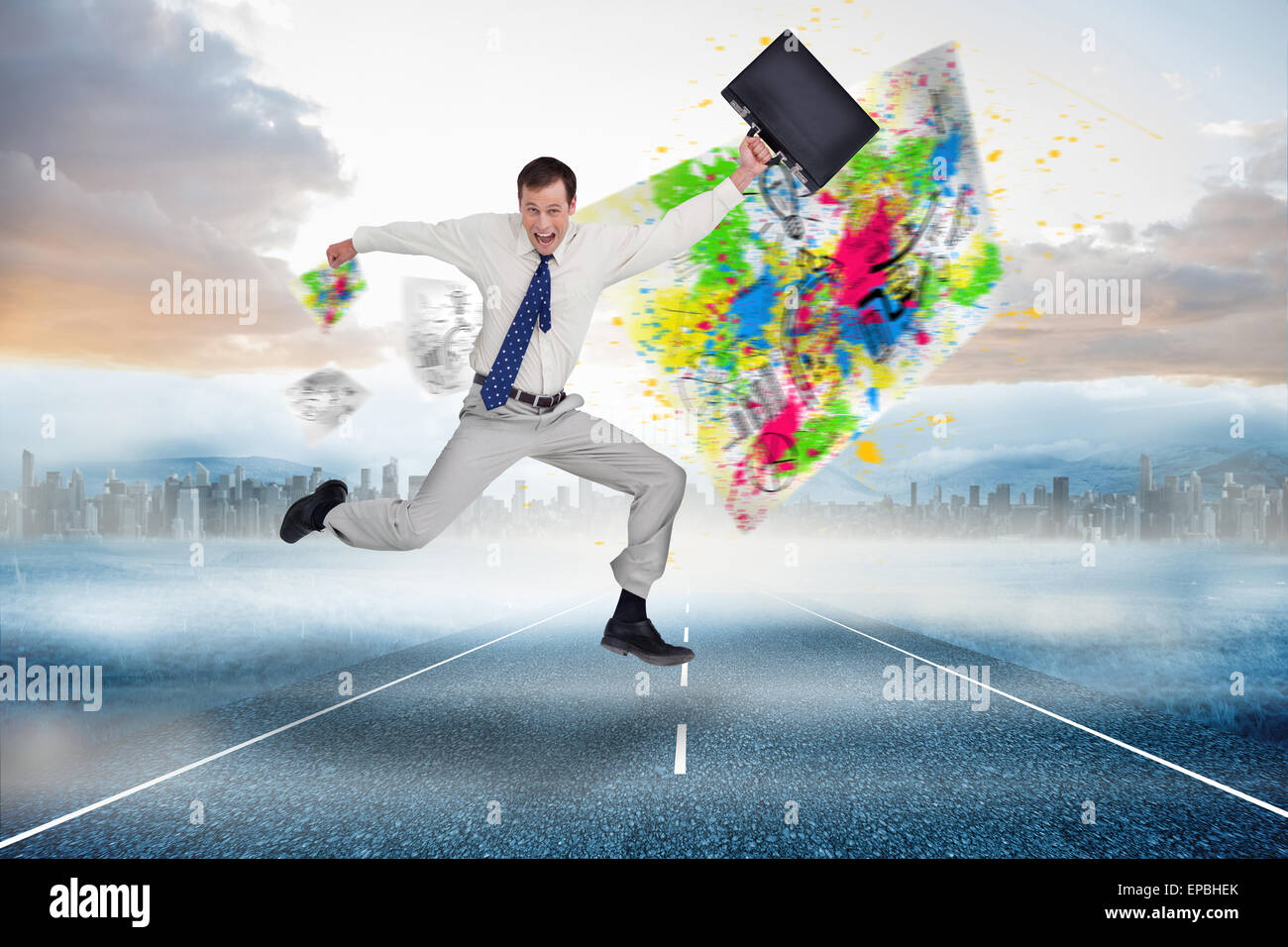 Business man jumping running forward hi-res stock photography and ...