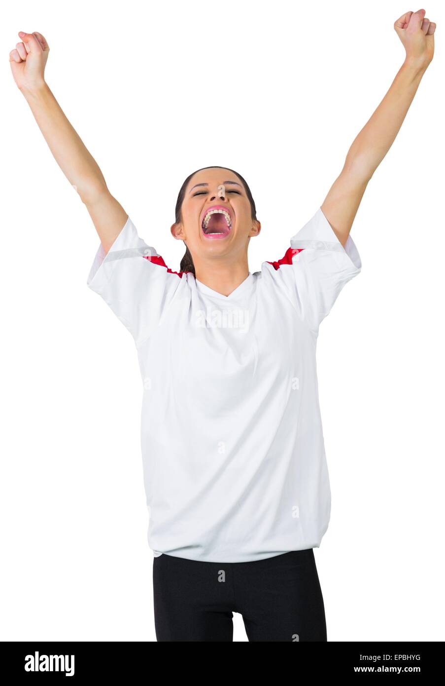 Football fan in white cheering Stock Photo - Alamy