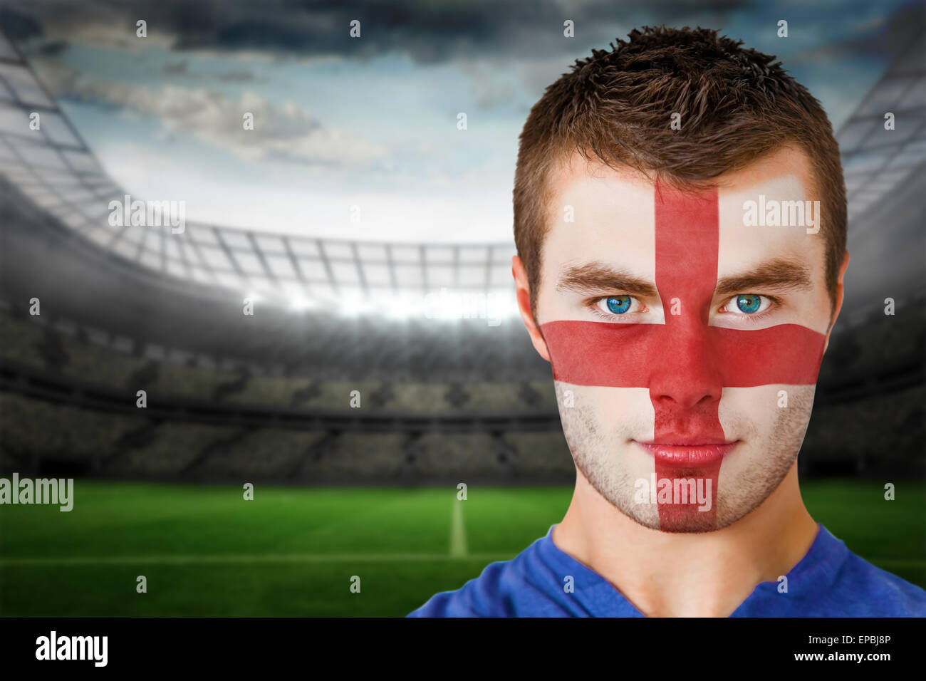 England football fan in face paint Stock Photo - Alamy
