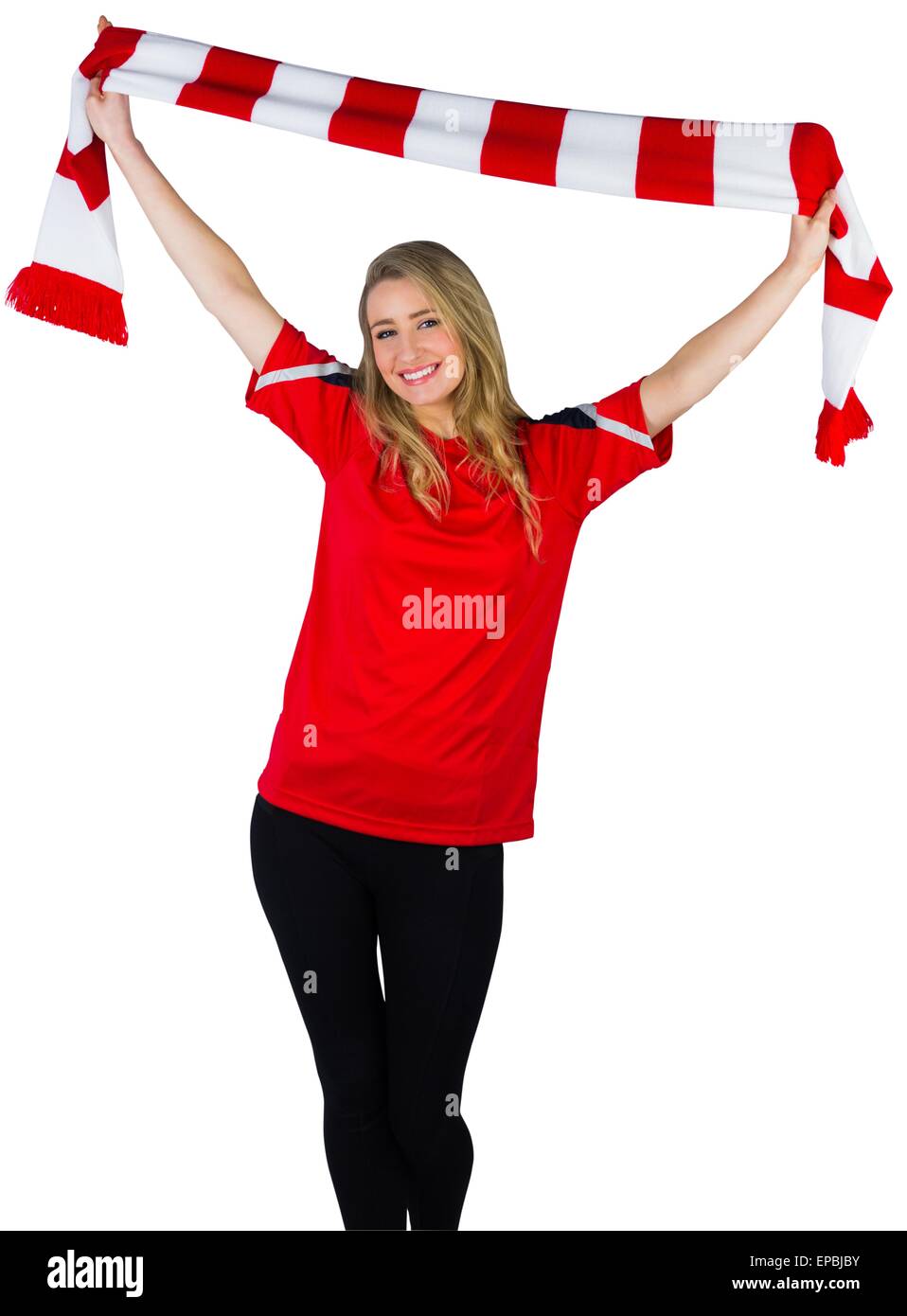 Cheering football fan waving scarf hi-res stock photography and images ...