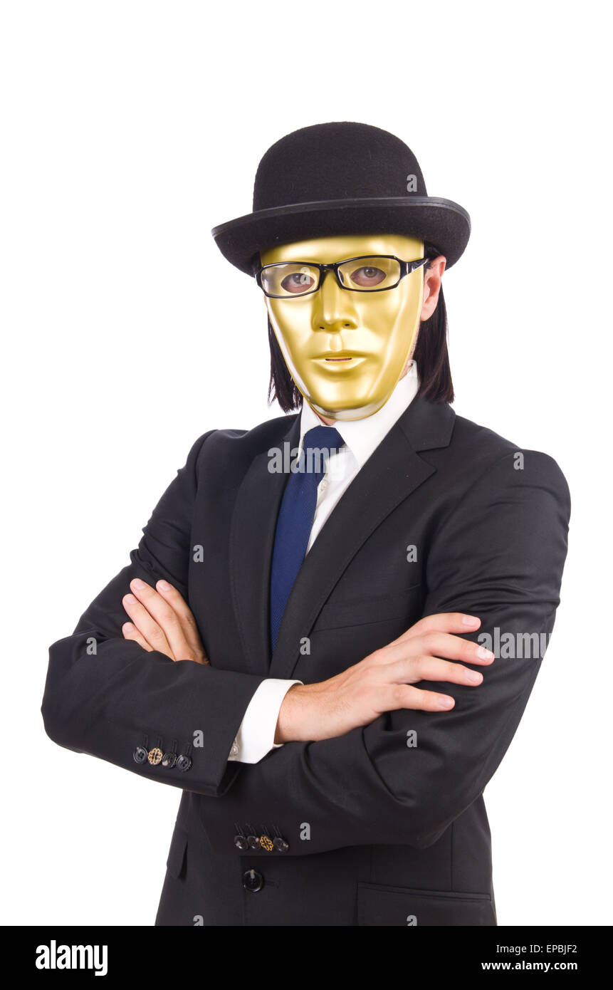 Man with mask isolated on white Stock Photo - Alamy