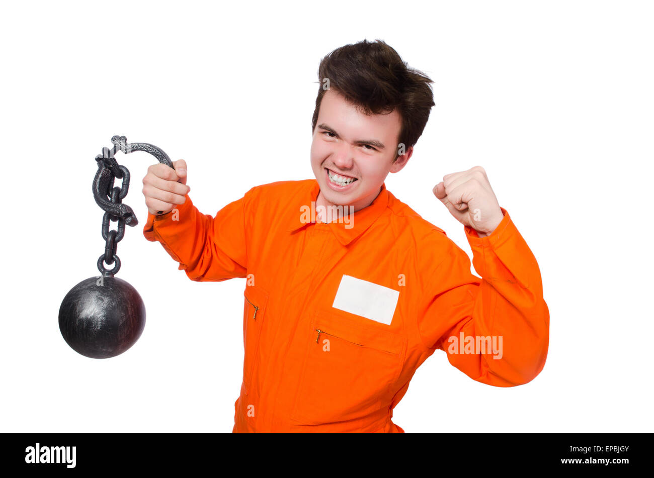 Young inmate with chains isolated on the white Stock Photo - Alamy