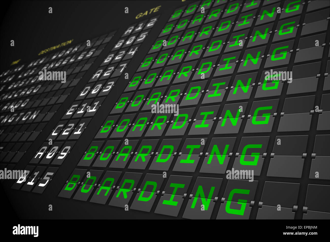 Departures list on black mechanical board Stock Photo - Alamy