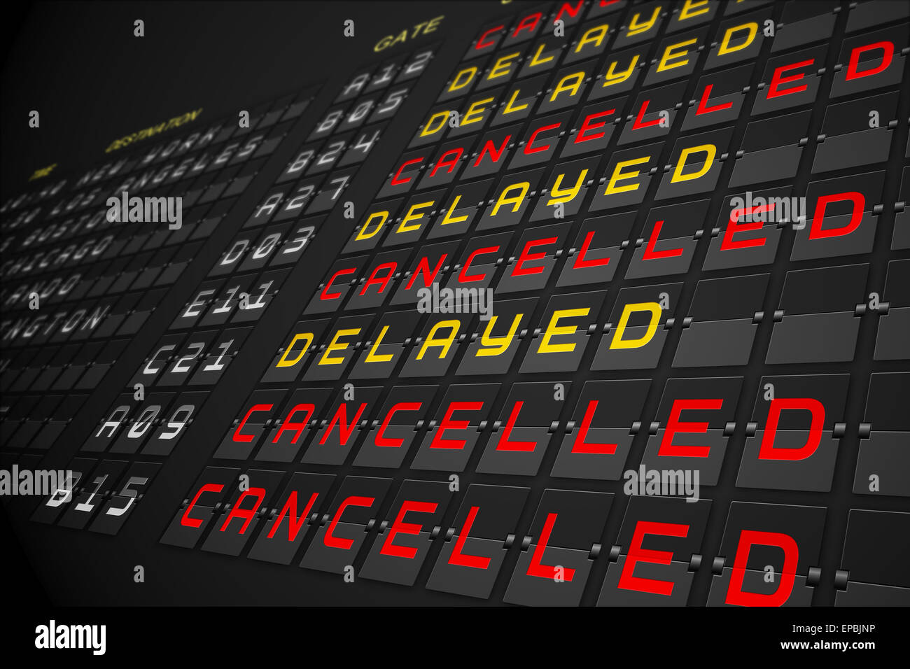 Departures list on black mechanical board Stock Photo - Alamy