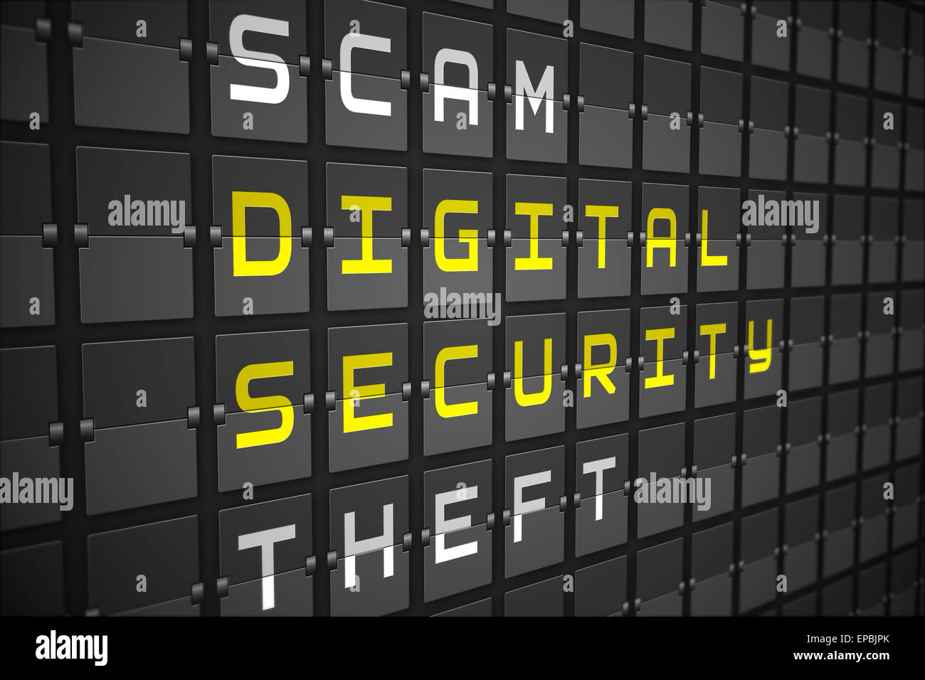 Digital security buzzwords on black mechanical board Stock Photo - Alamy