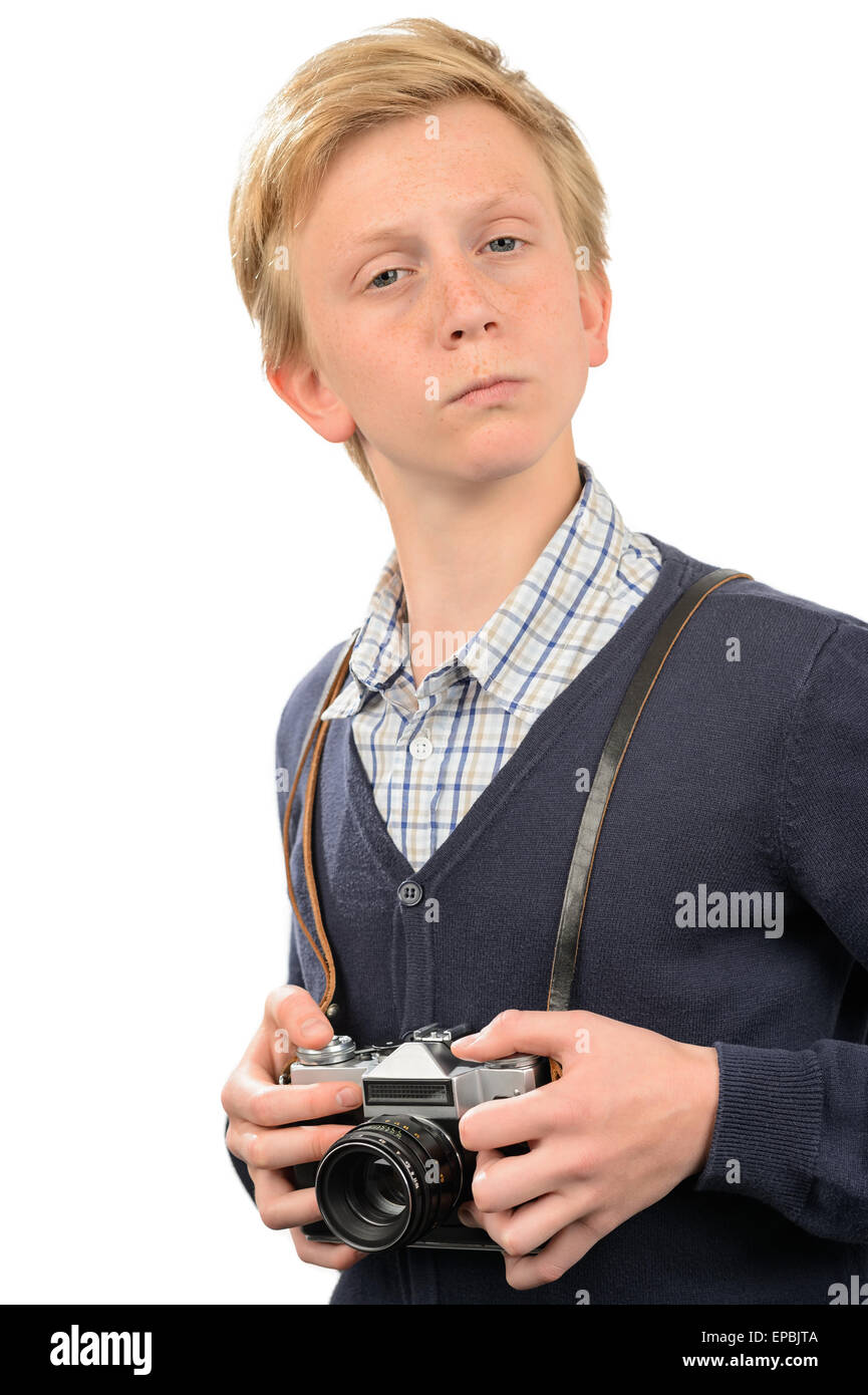 Confident teenage boy with retro camera Stock Photo - Alamy Confident teenage boy with retro camera Stock Photo - Alamy