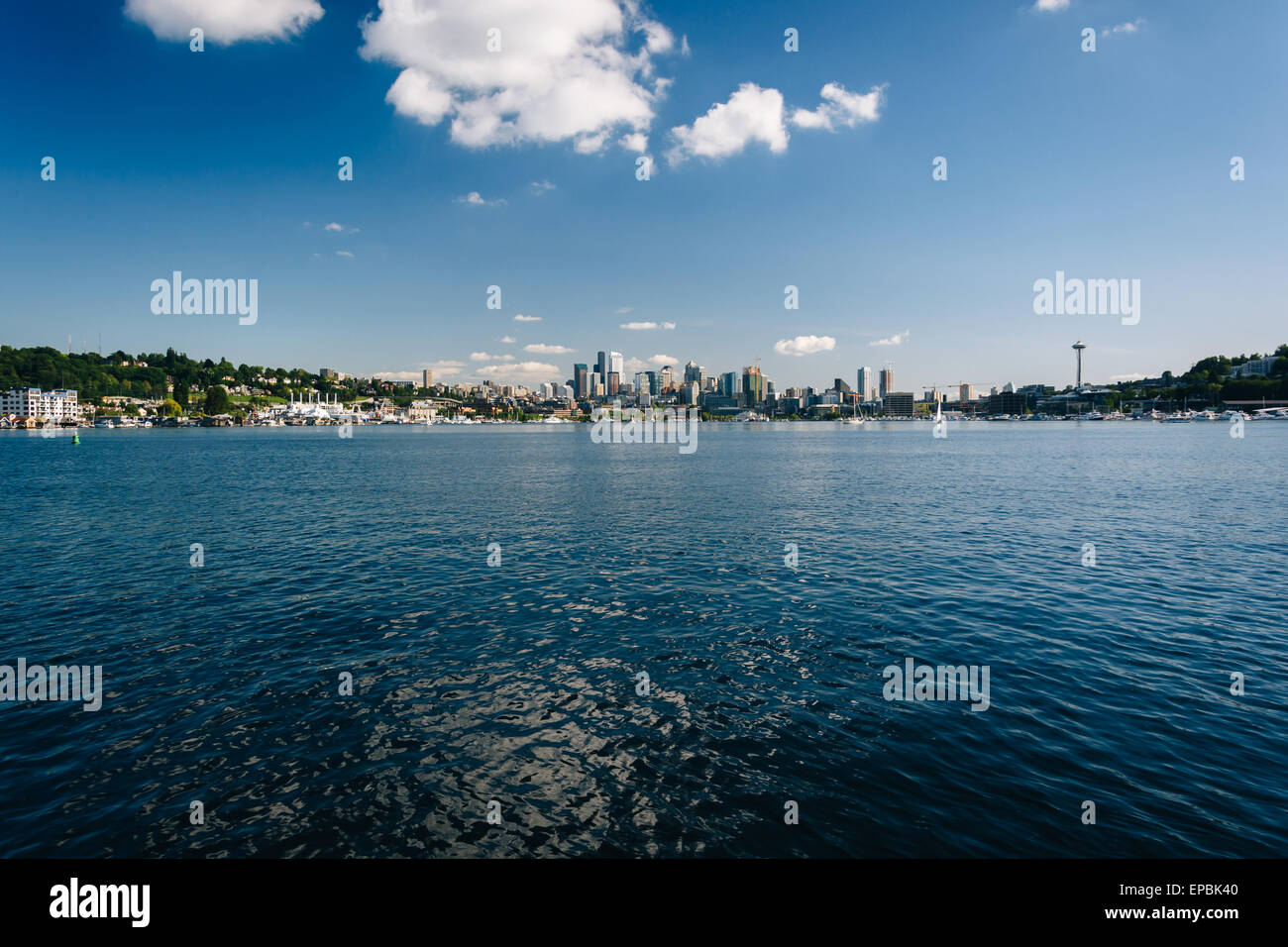 Lake Union and view of the skyline in Seattle, Washington Stock Photo ...