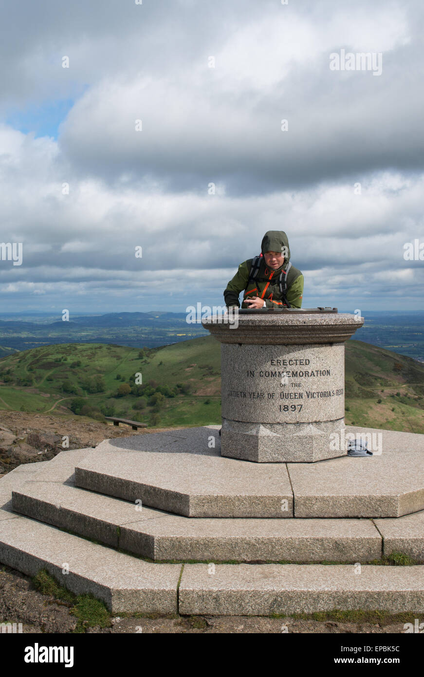 Man studying map on the Victoria memorial on top of the Worcester ...