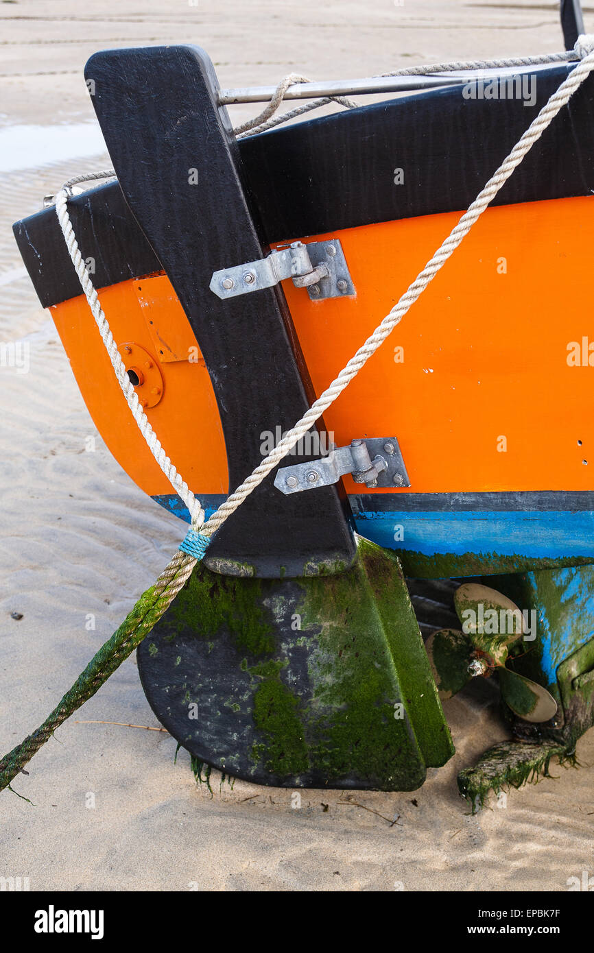 Boat's rudder at St Ives harbour. Popular tourist destination. Cornwall ...