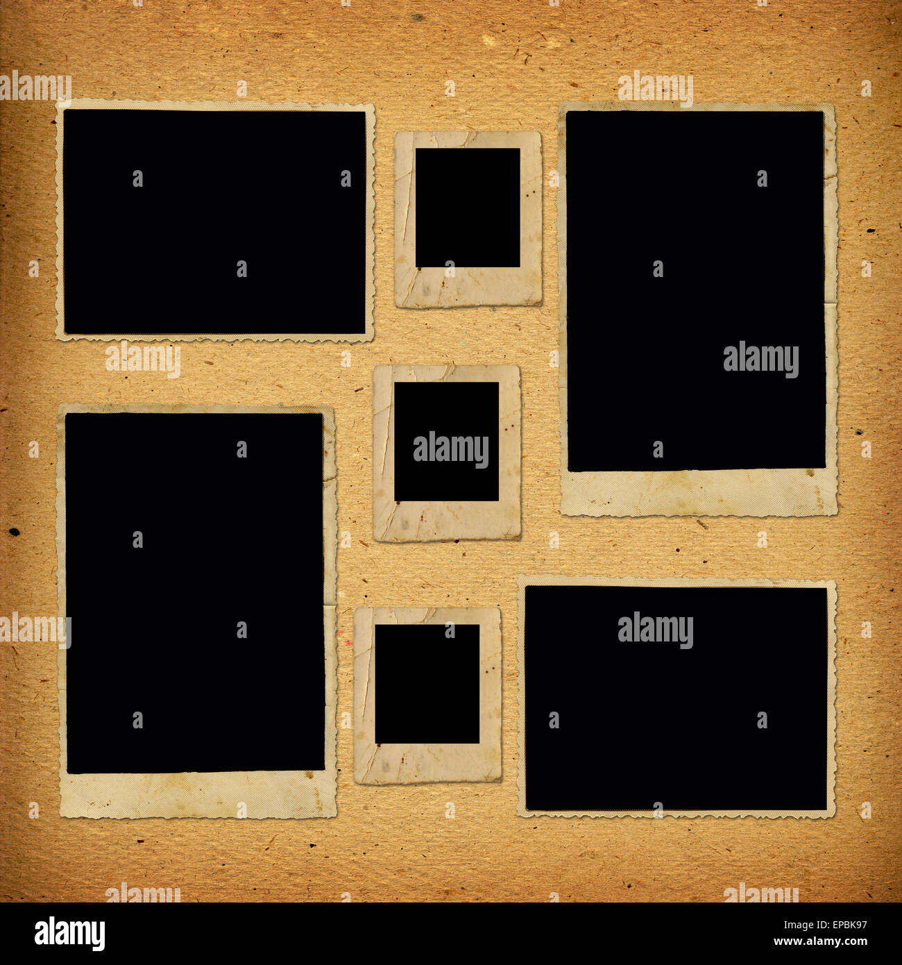 Old vintage album with paper frames for photos Stock Photo - Alamy