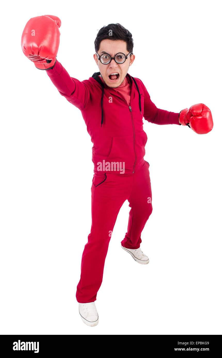 Funny boxer isolated on white Stock Photo - Alamy