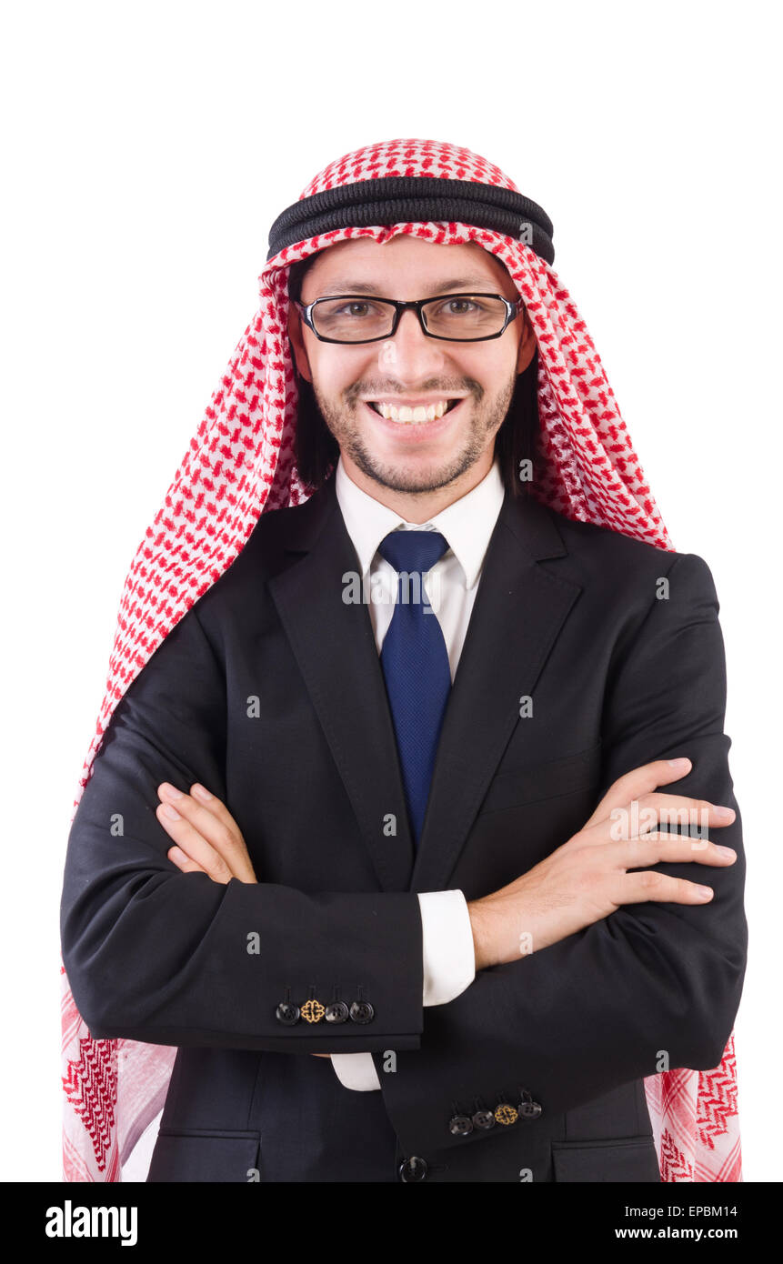 Arab man in specs isolated on white Stock Photo - Alamy