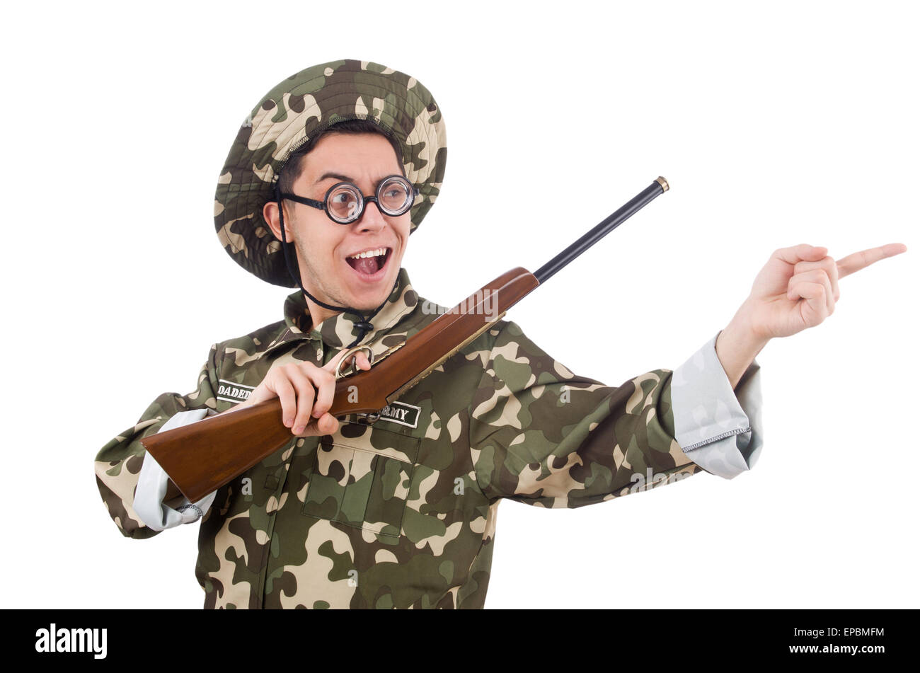 Funny soldier isolated on the white Stock Photo - Alamy