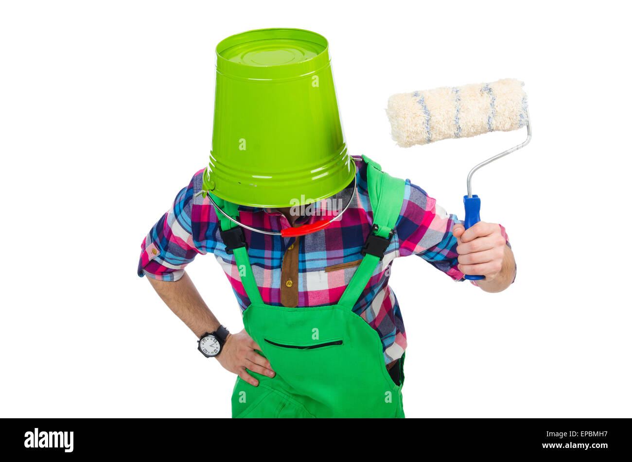 Funny painter isolated on white Stock Photo - Alamy