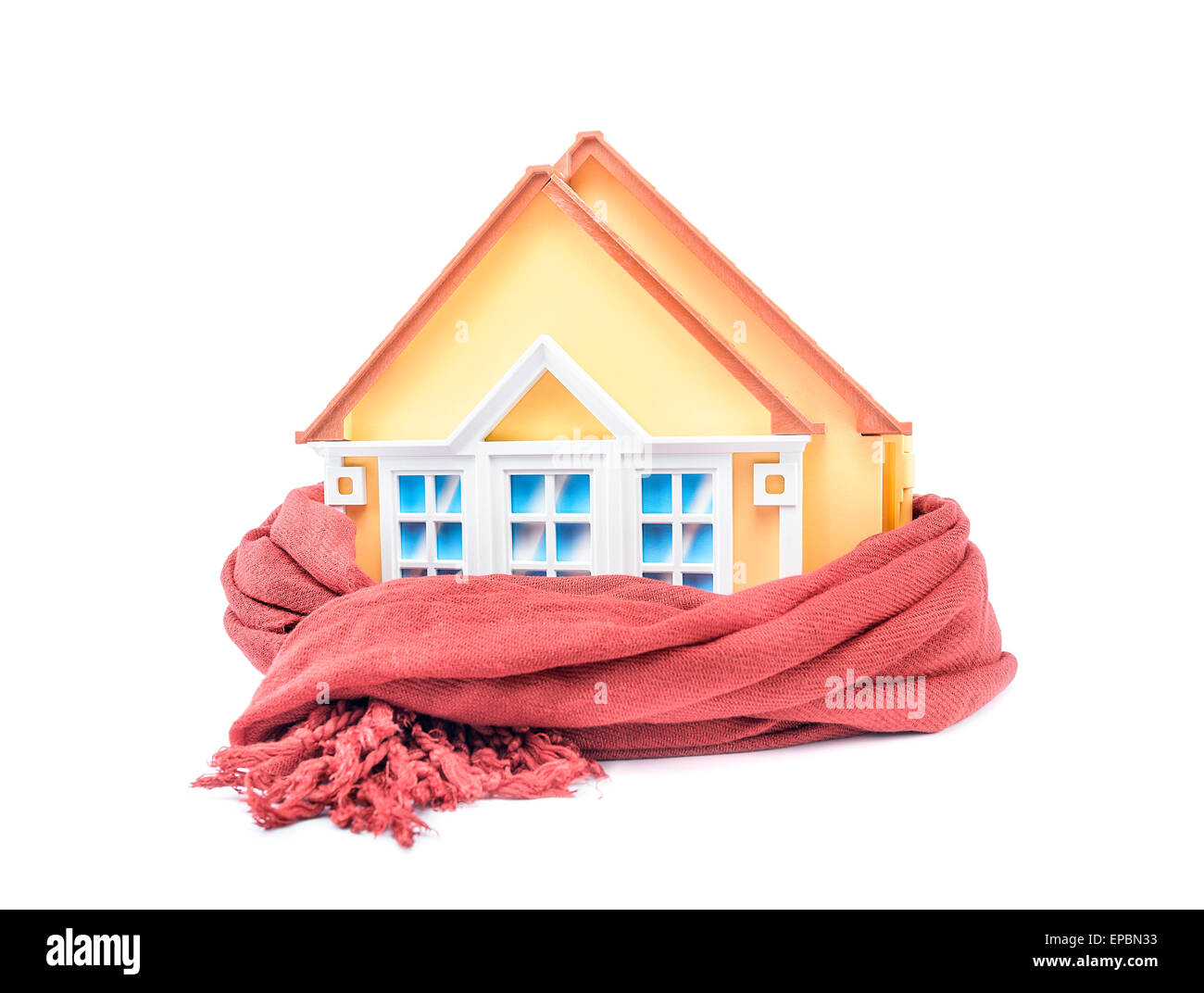 House wrapped in a scarf isolated on white Stock Photo - Alamy