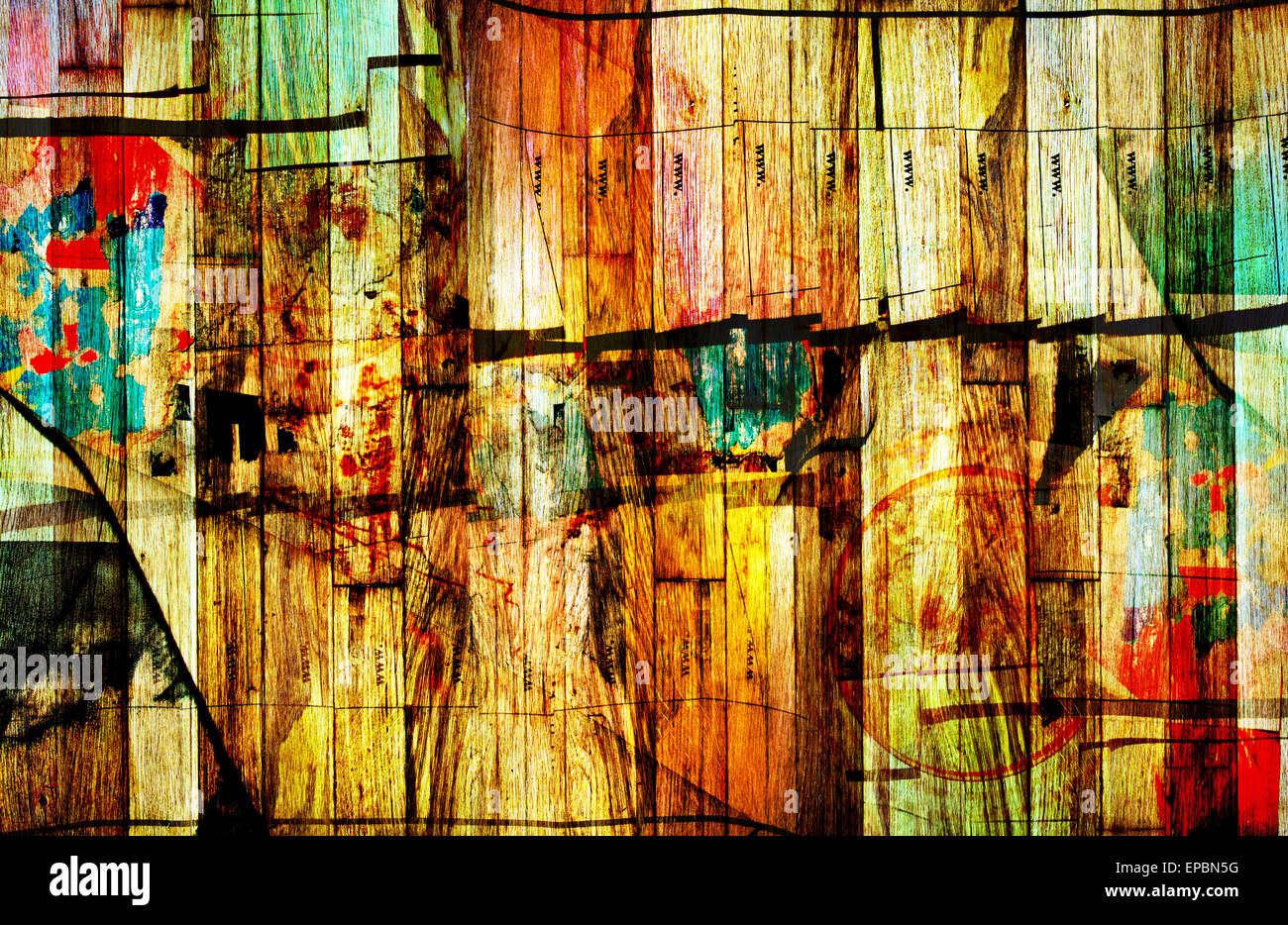 Abstract chaotic pattern with colorful translucent curved lines Stock ...