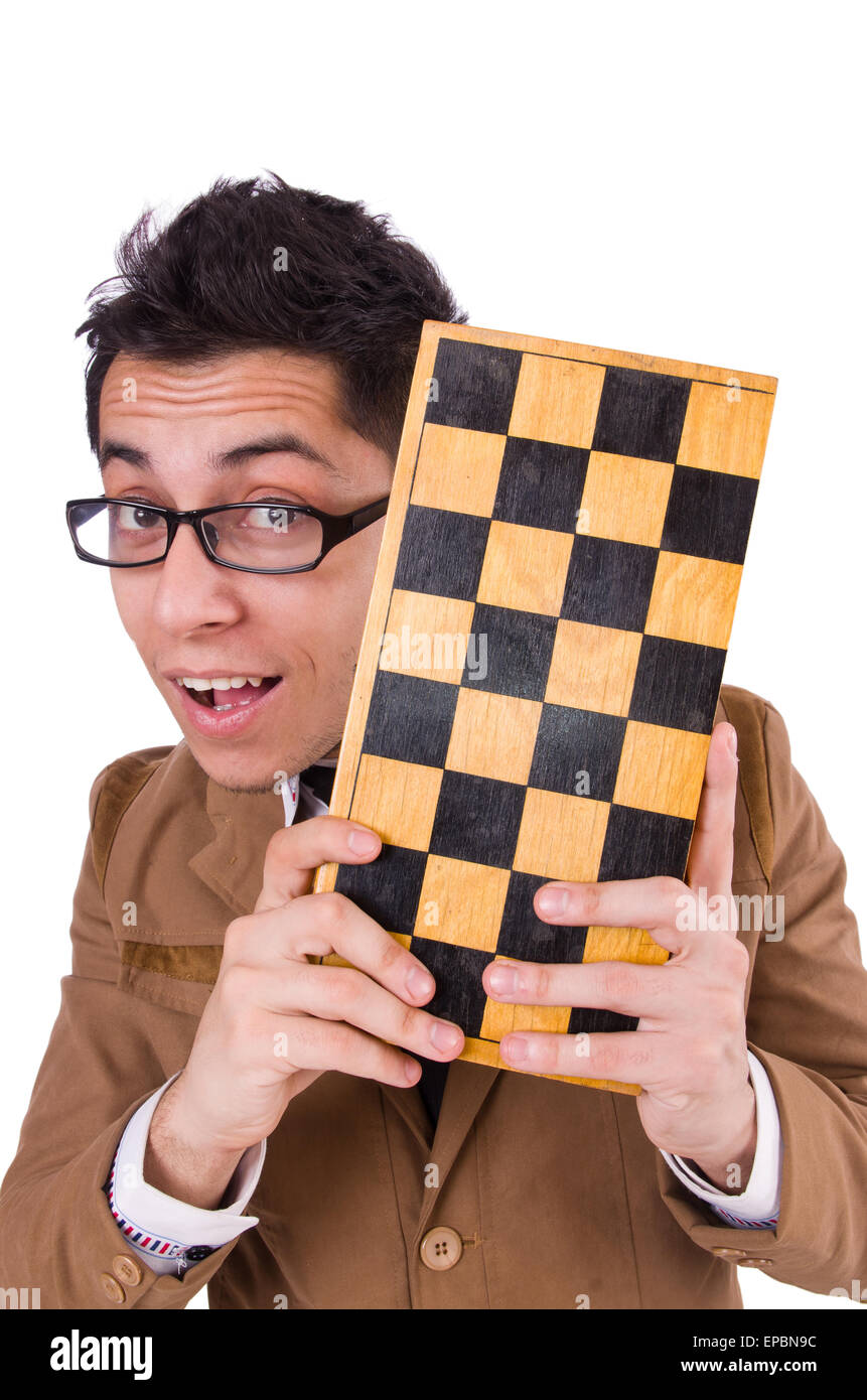 Funny chess player isolated on white Stock Photo - Alamy