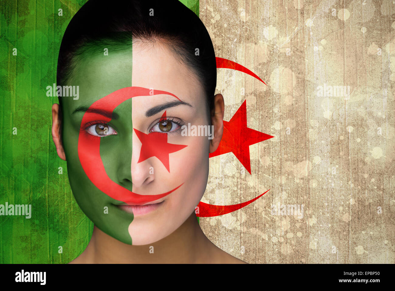 Beautiful football fan in face paint Stock Photo - Alamy