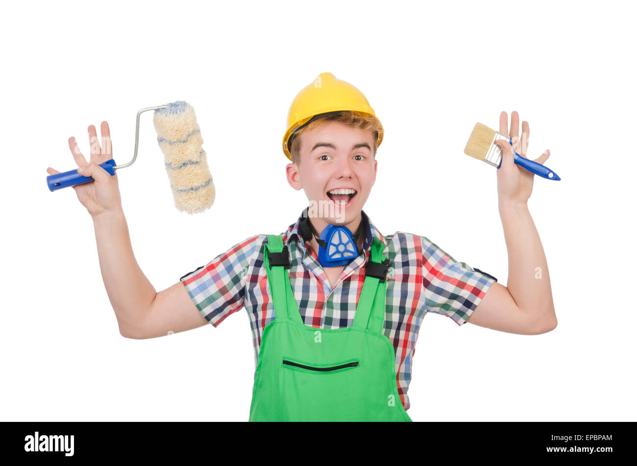 Funny painter isolated on white Stock Photo - Alamy