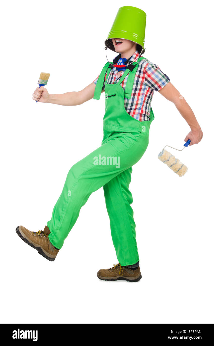 Funny painter isolated on white Stock Photo - Alamy