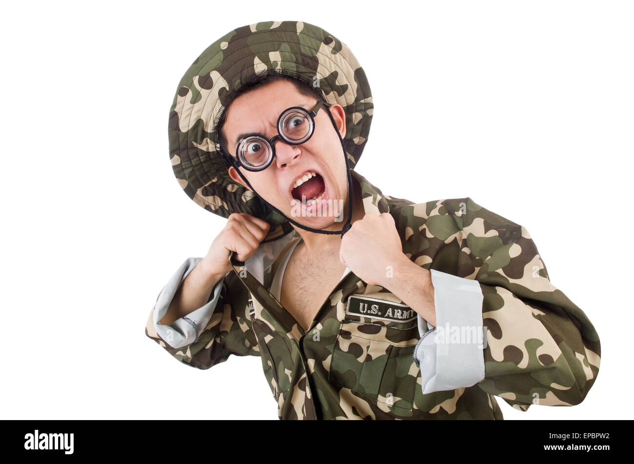 Funny soldier isolated on the white Stock Photo - Alamy