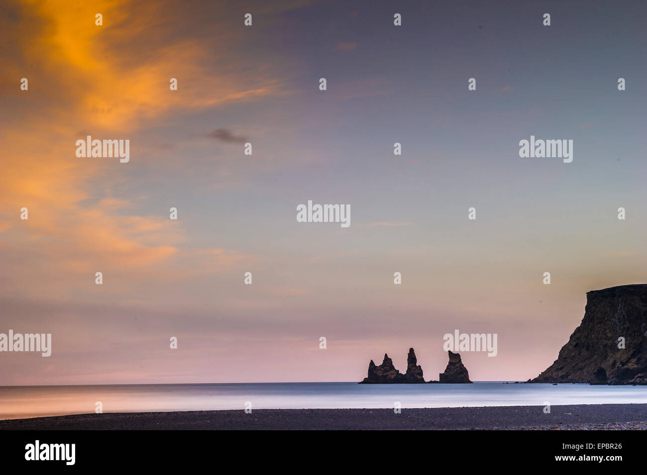 The Icelandic trolls or Reynisdrangar (basalt sea stacks) in Vik (vik i ...