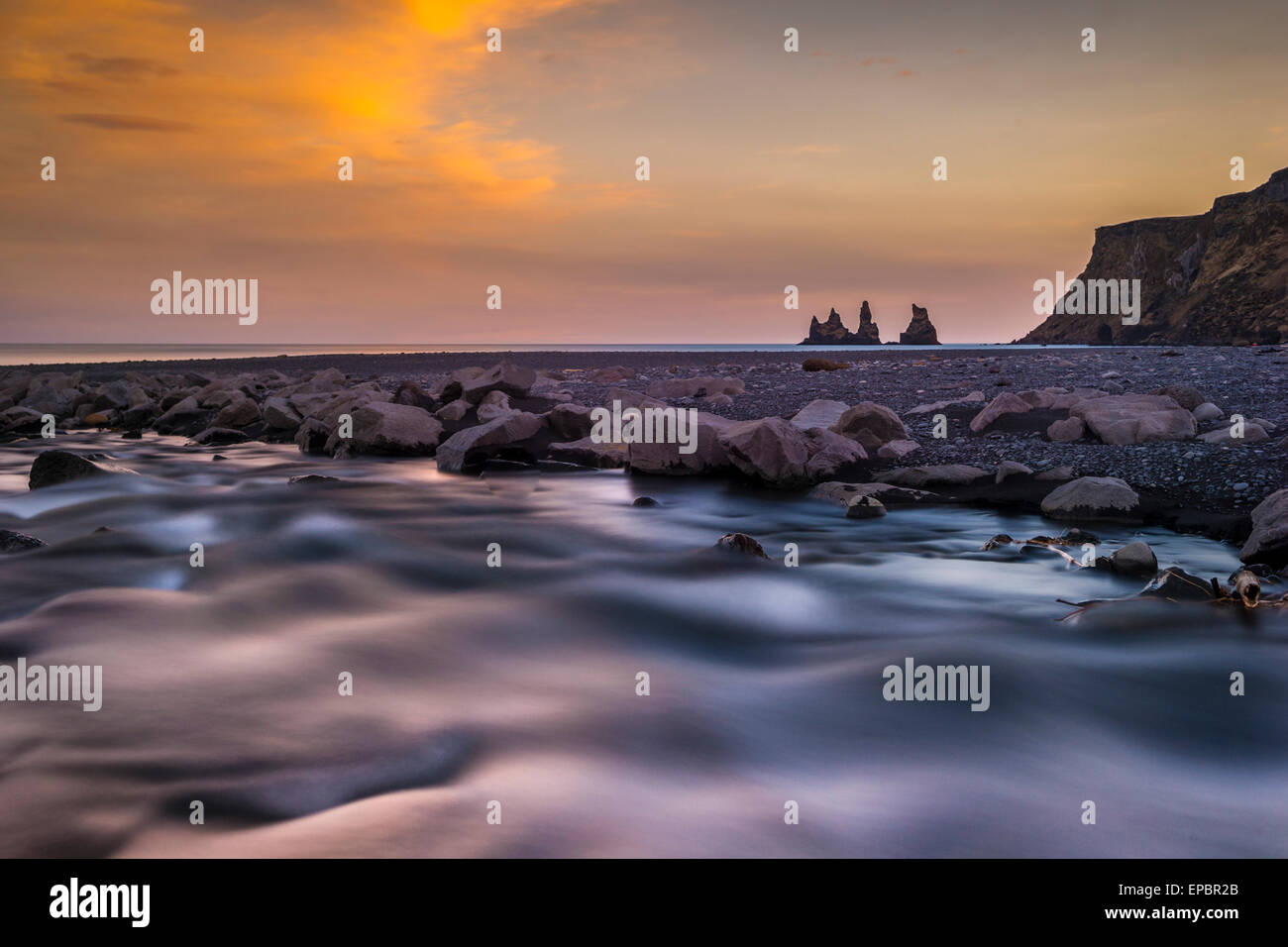 The Icelandic trolls or Reynisdrangar (basalt sea stacks) in Vik (vik i ...