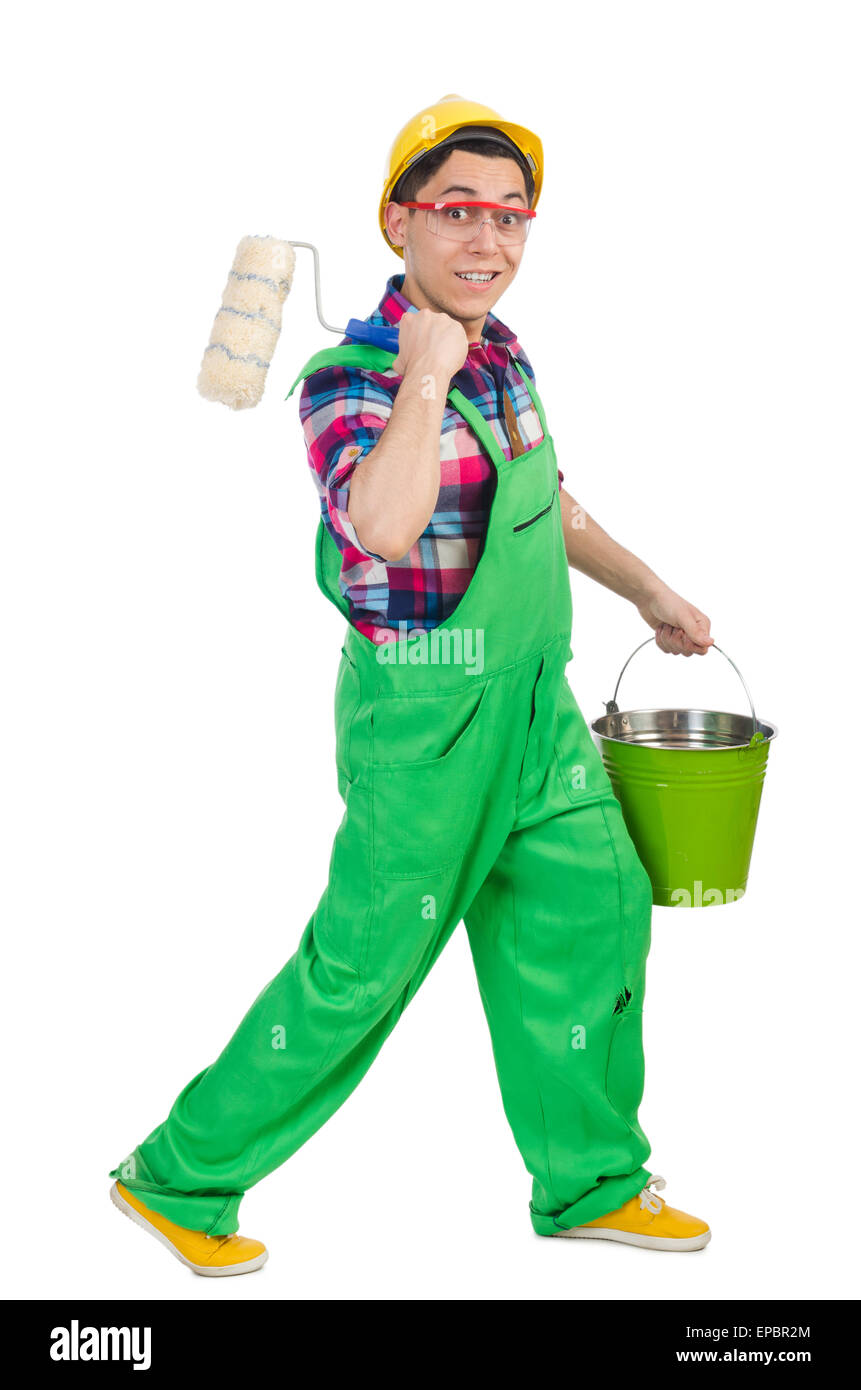 Funny painter isolated on white Stock Photo - Alamy