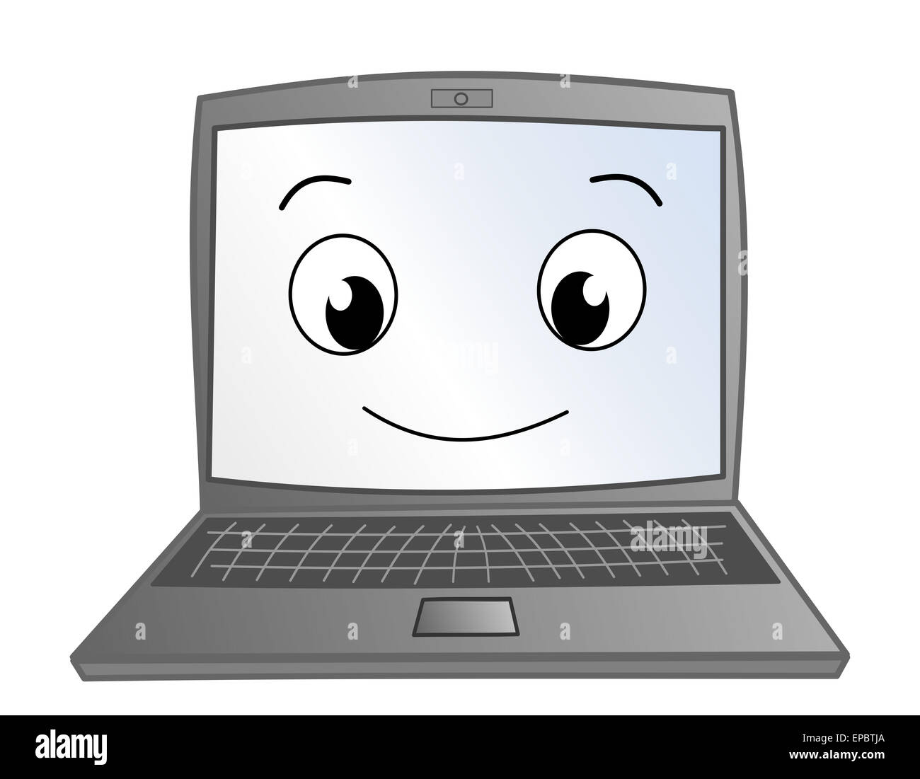 Funny cute laptop cartoon illustration Stock Photo - Alamy