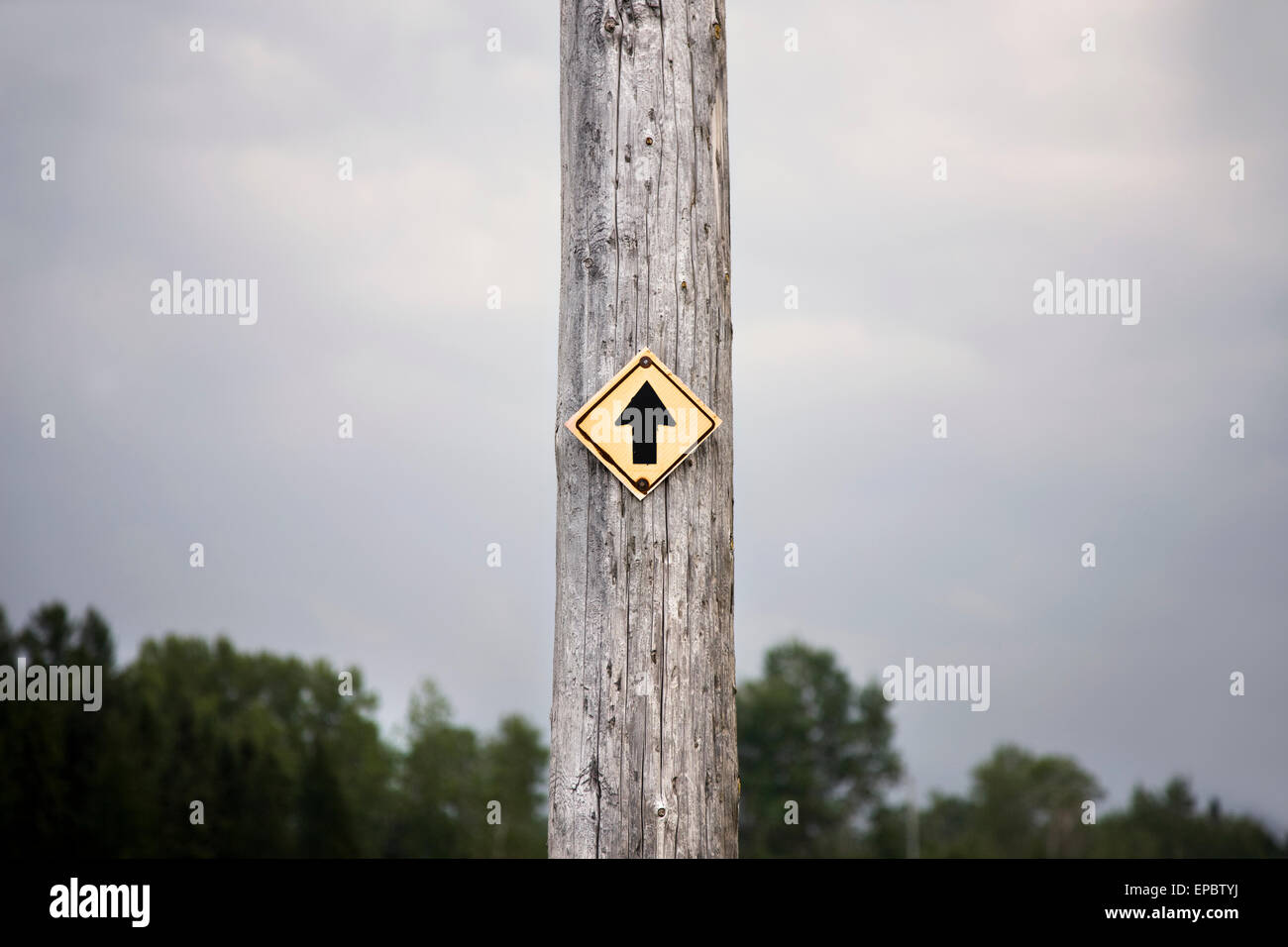 Arrow Sign On Hydro Pole Stock Photo - Alamy