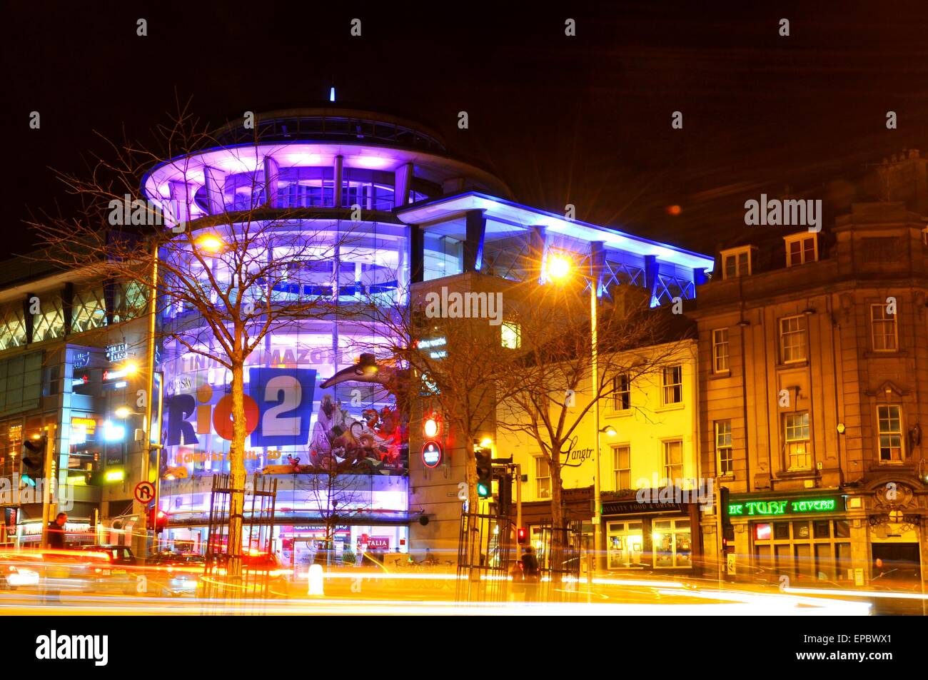 NOTTINGHAM, UK - APRIL 1, 2015: Night view of the Corner House, major ...