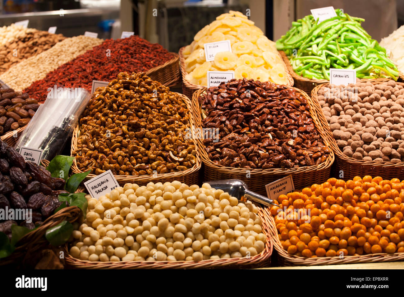 Nuts and almonds exposed for sale at the market Stock Photo - Alamy