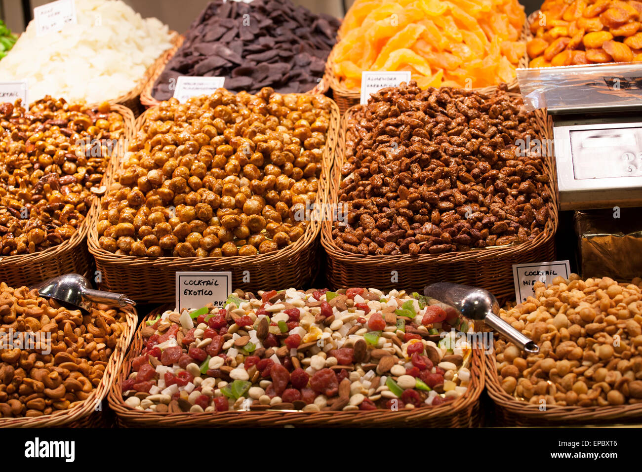 Nuts and almonds exposed for sale at the market Stock Photo - Alamy