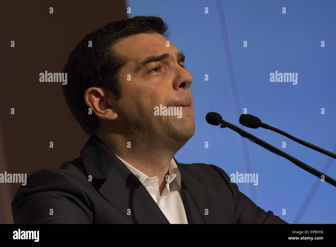 Greek prime minister ALEXIS TSIPRAS addresses participants of the ...